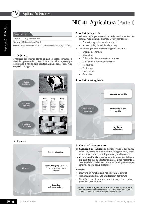 (PDF) IV IV-6 Aplicación Práctica NIC 41 Agricultura (Parte I