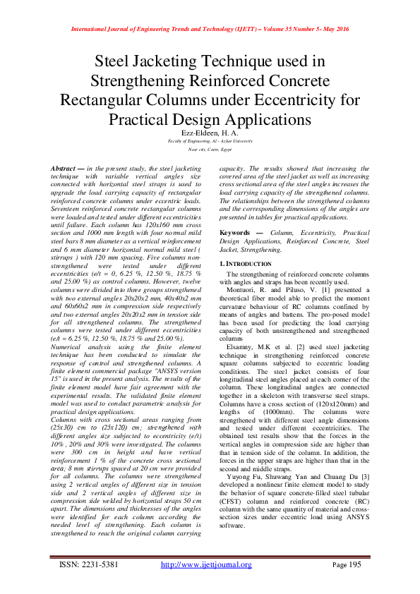 (PDF) Steel Jacketing Technique used in Strengthening Reinforced ...
