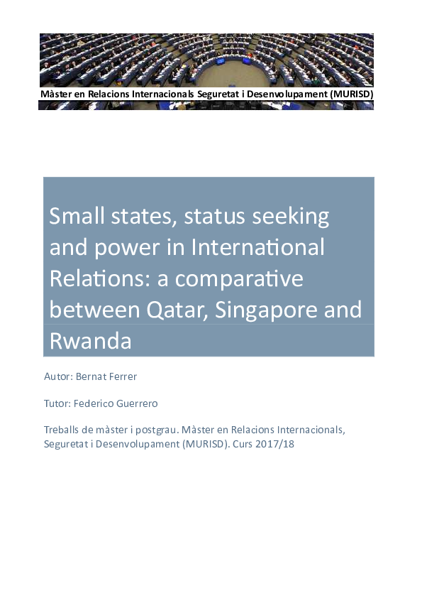 (PDF) Small states, status seeking and power in International Relations ...