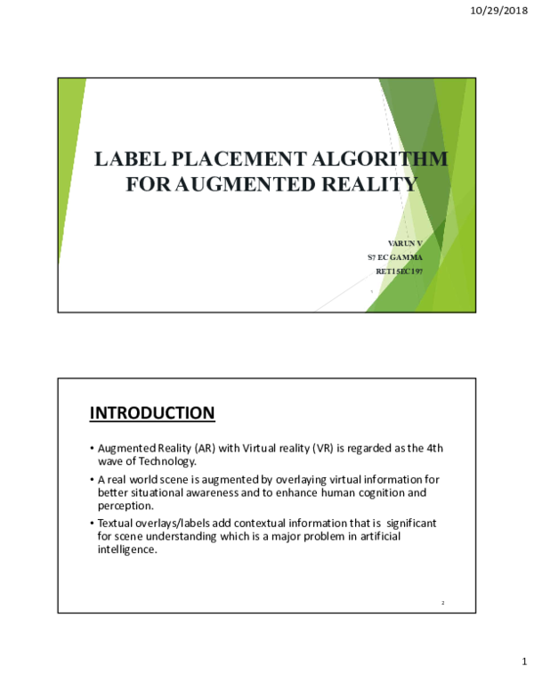 (PDF) LABEL PLACEMENT ALGORITHM FOR AUGMENTED REALITY | Varun Venugopalan - Academia.edu