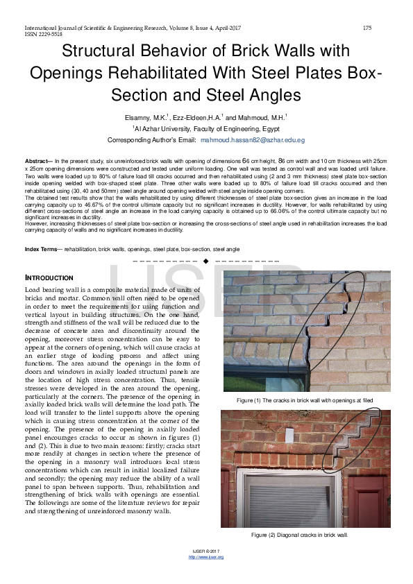 (PDF) Structural Behavior of Brick Walls with Openings Rehabilitated ...