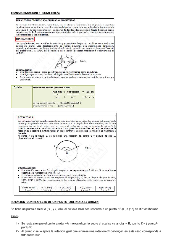 (PDF) TRANSFORMACIONES ISOMETRICAS ROTACION CON RESPECTO DE UN PUNTO ...