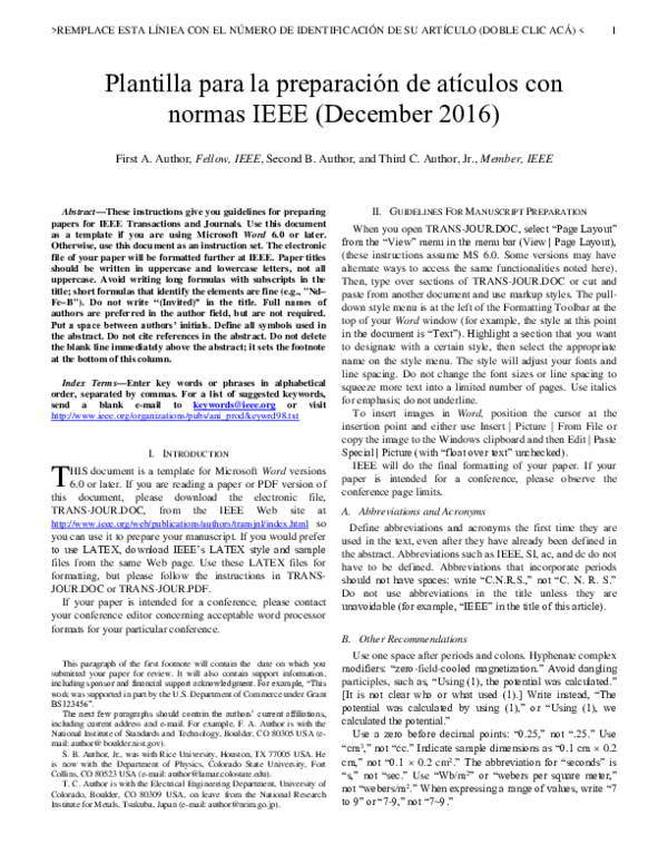 (DOC) IEEE Template for Academic Writing
