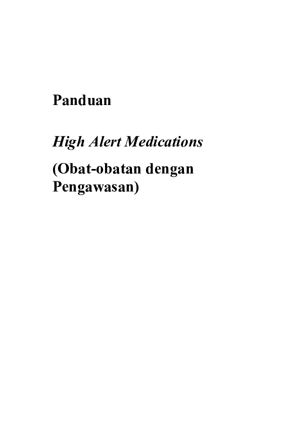 (DOC) Panduan High Alert Medications (Obat-obatan dengan Pengawasan