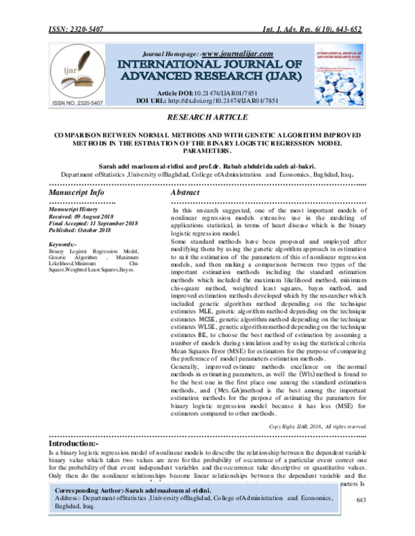 Pdf Comparison Between Normal Methods And With Genetic Algorithm Improved Methods In The