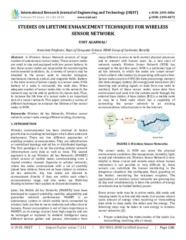 (PDF) IRJET-Studies on Lifetime Enhancement Techniques for Wireless Sensor Network | IRJET ...