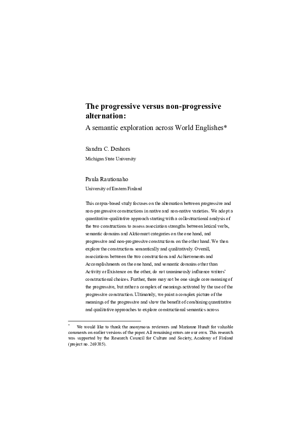 (PDF) The progressive vs. non-progressive alternation: A semantic ...