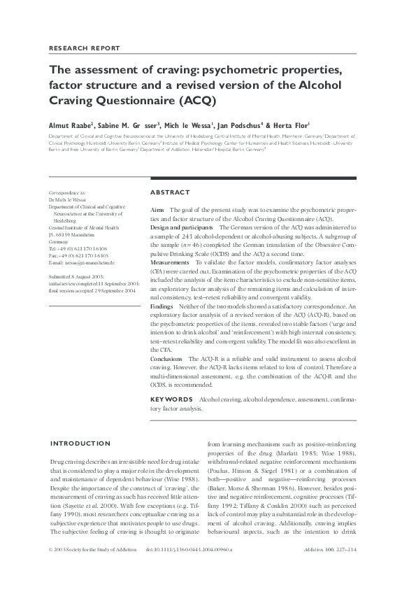 (PDF) Alcohol craving