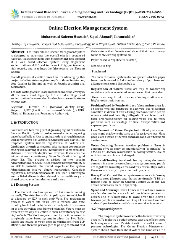 (PDF) IRJET- Online Election Management System