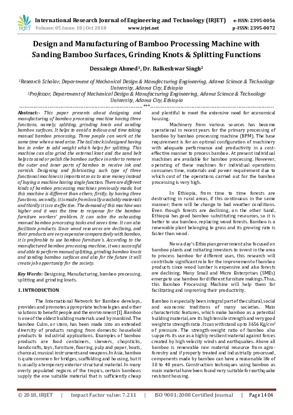 (PDF) IRJET- Design and Manufacturing of Bamboo Processing Machine with ...