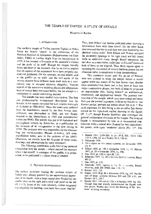 (PDF) The temple of Taffeh: a study of details, OMRO 76 (1996), 41-62.