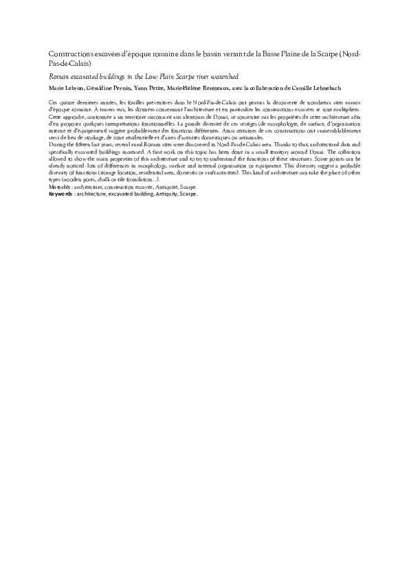 (PDF) Transect partiel de la plaine de la Scarpe (bassin de l'Escaut ...