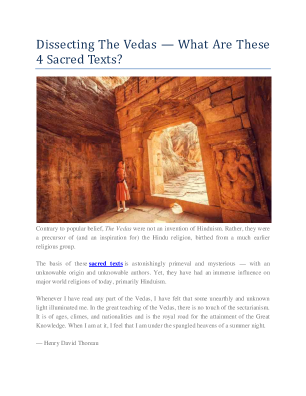 (PDF) Dissecting The Vedas — What Are These 4 Sacred Texts?