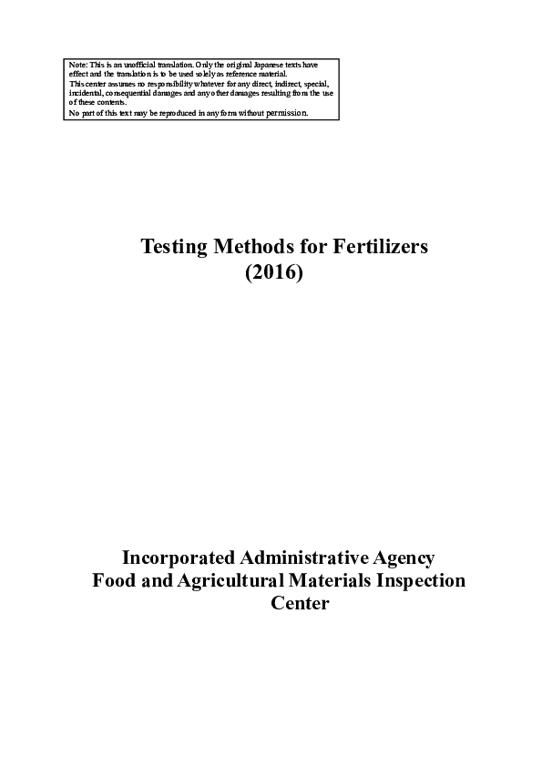 (PDF) Testing Methods for Fertilizers (2016