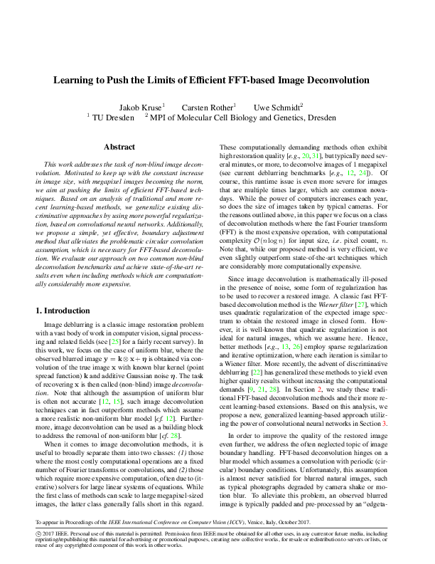 (PDF) Learning to Push the Limits of Efficient FFT-based Image Deconvolution | 小坤 刘 - Academia.edu