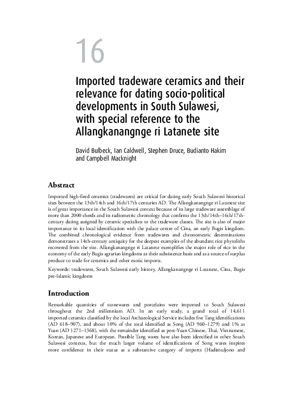 (PDF) Imported Tradeware Ceramics and their Relevance for Dating Socio ...
