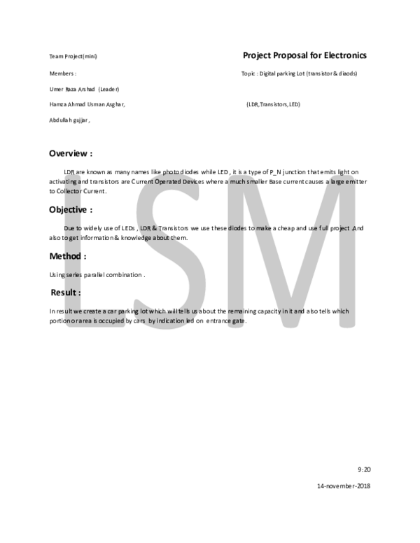 (DOC) Team Project(mini) Project Proposal for Electronics Members ...