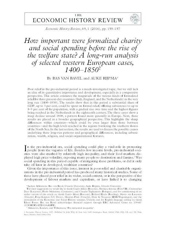(PDF) How important were formalized charity and social spending before ...