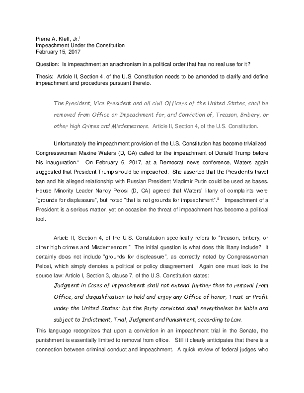 (DOC) Impeachment and Constitution
