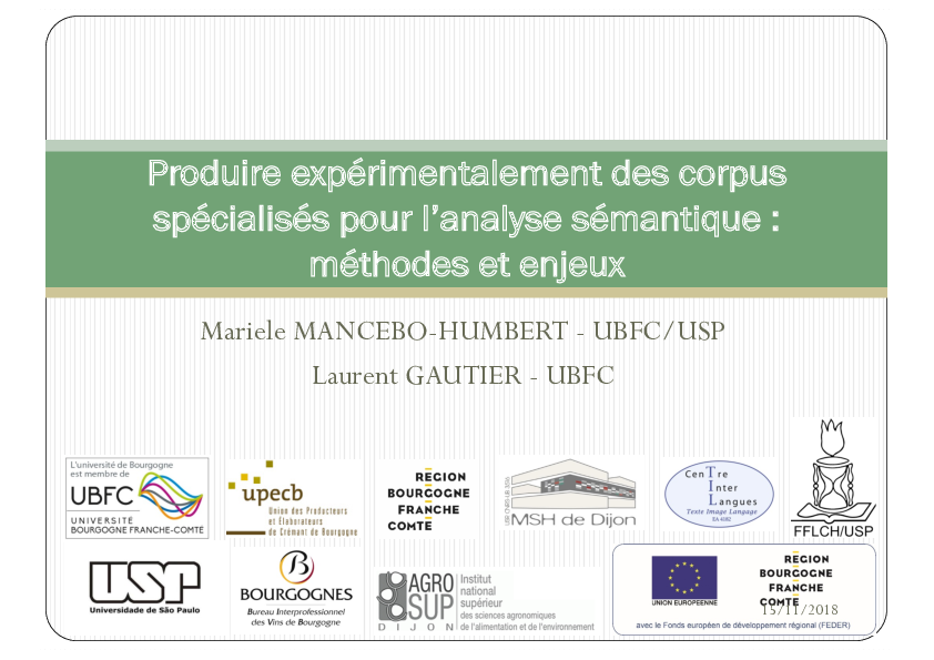 (PDF) Produire expérimentalement des corpus spécialisés pour l’analyse sémantique : méthodes et ...