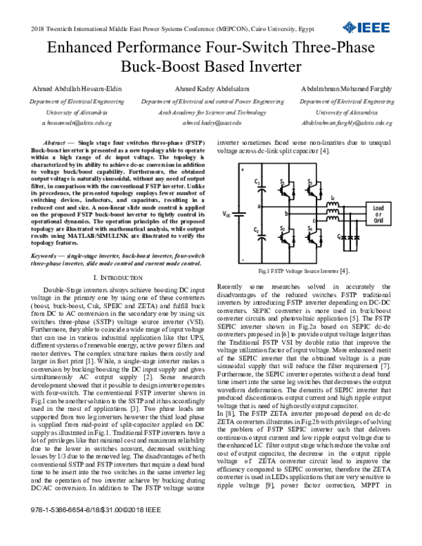 Pdf Enhanced Performance Four Switch Three Phase Buck Boost Based