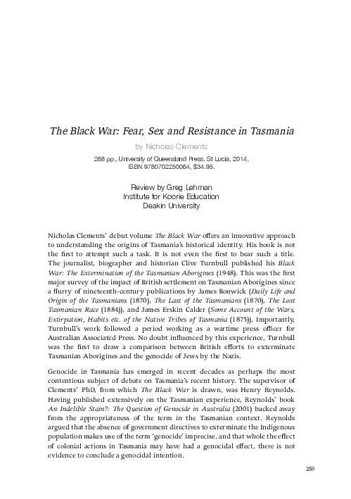 (PDF) The Black War, by Nicholas Clements