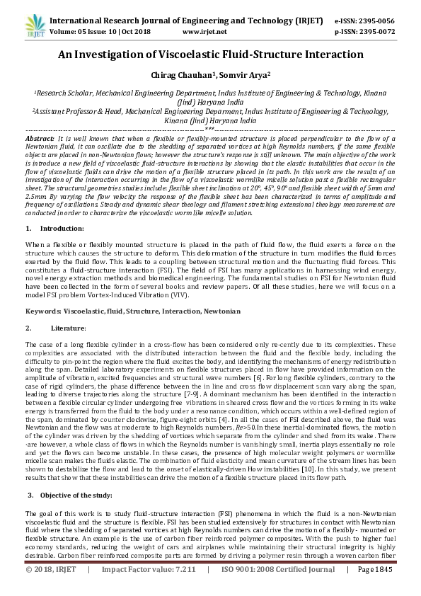 (PDF) An Investigation of Viscoelastic Fluid-Structure Interaction