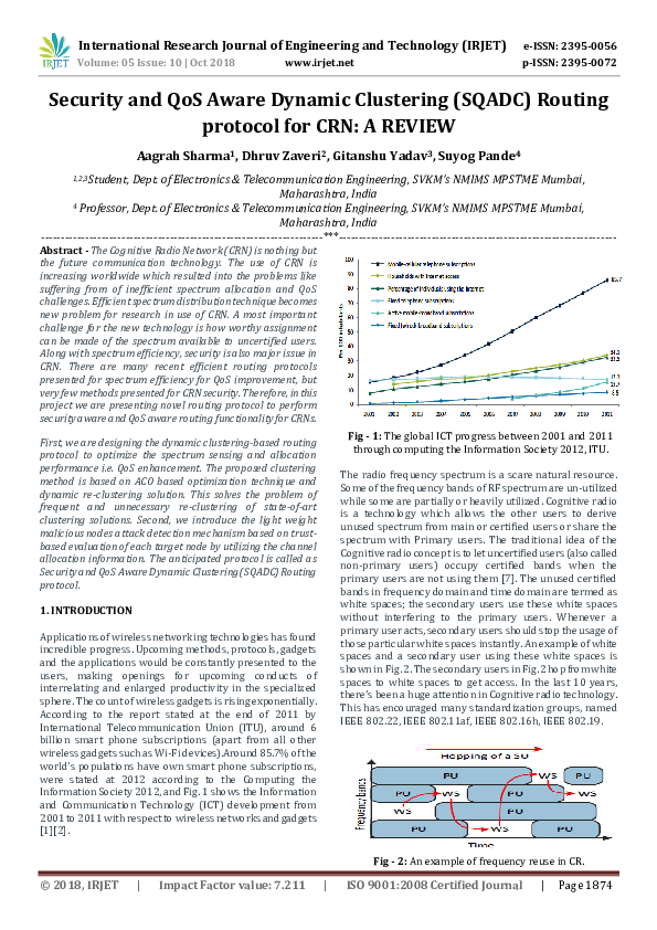 (PDF) Security and QoS Aware Dynamic Clustering (SQADC) Routing protocol for CRN: A REVIEW