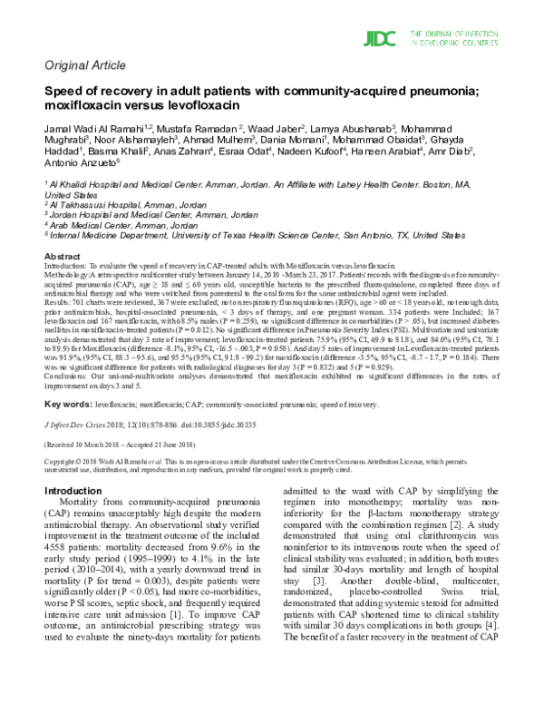 Pdf Levofloxacin Versus Ceftriaxone And Azithromycin Combination In