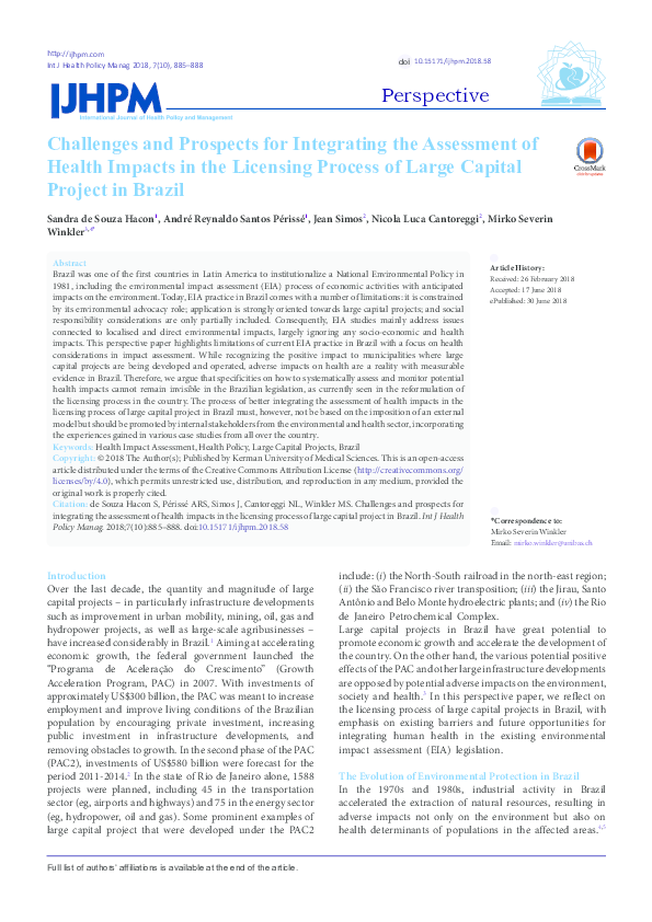 (PDF) Challenges and Prospects for Integrating the Assessment of Health ...