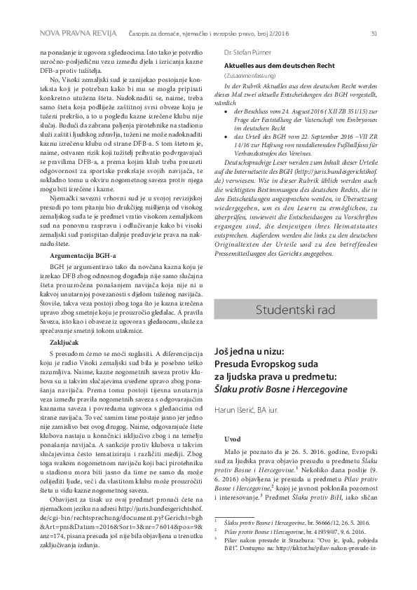 (PDF) Još jedna u nizu: Presuda Evropskog suda za ljudska prava u predmetu: Šlaku protiv BiH ...