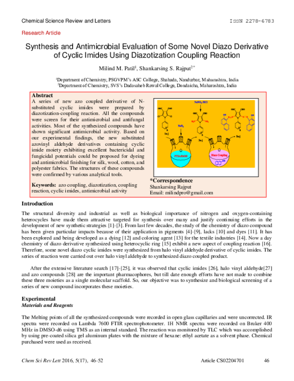 (PDF) Synthesis and Antimicrobial Evaluation of Some Novel Diazo ...