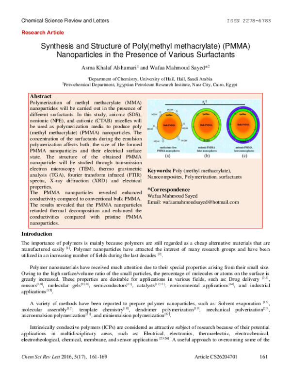 (PDF) Synthesis and Structure of Poly(methyl methacrylate) (PMMA ...