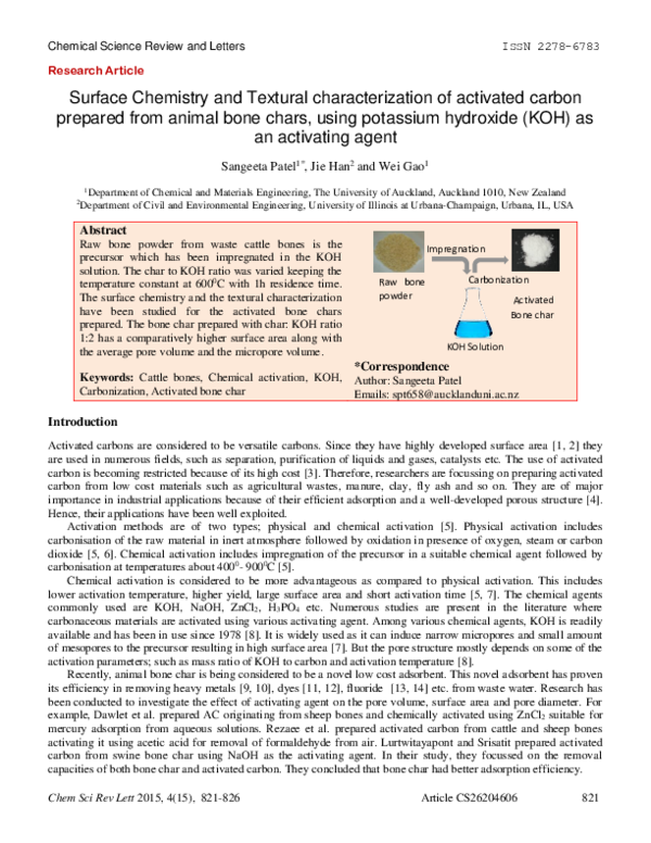 (PDF) Surface Chemistry and Textural characterization of activated ... (PDF) Surface Chemistry and Textural characterization of activated ...