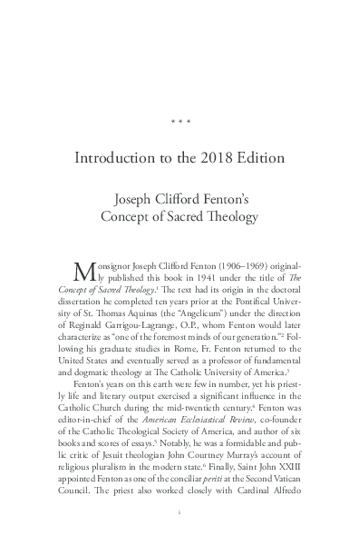 (PDF) Joseph Clifford Fenton, WHAT IS SACRED THEOLOGY? ["Thomist ...