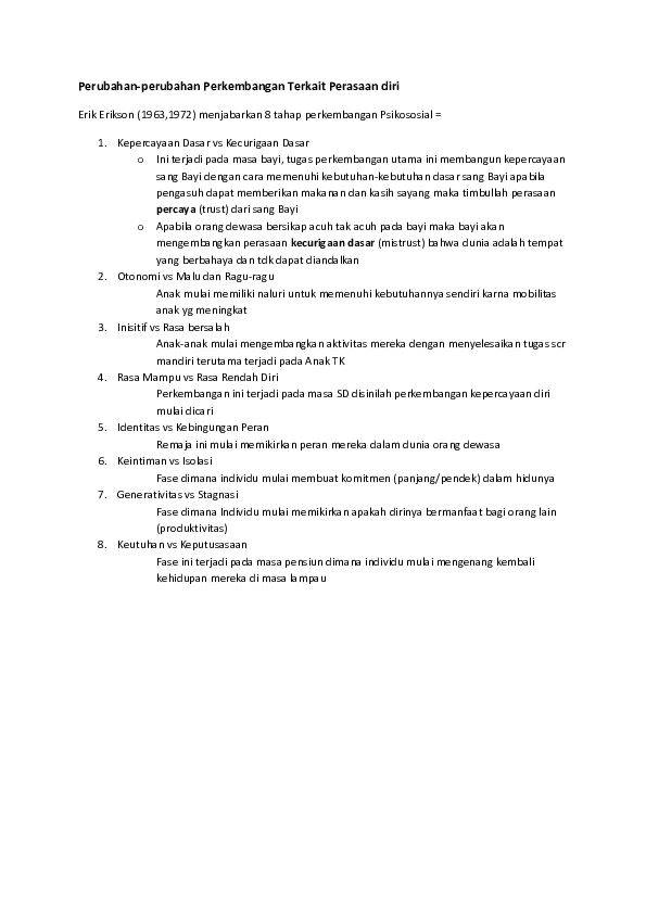 (DOC) Perkembangan Diri menurut Erickson