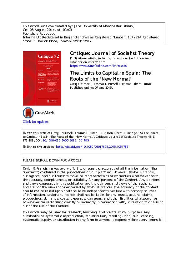 (PDF) The Limits to Capital in Spain: The Roots of the 'New Normal ...