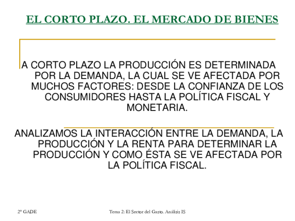 (PDF) EL CORTO PLAZO. EL MERCADO DE BIENES