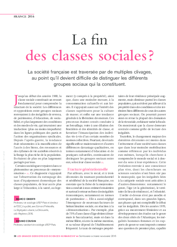 Les Différents Groupes Sociaux