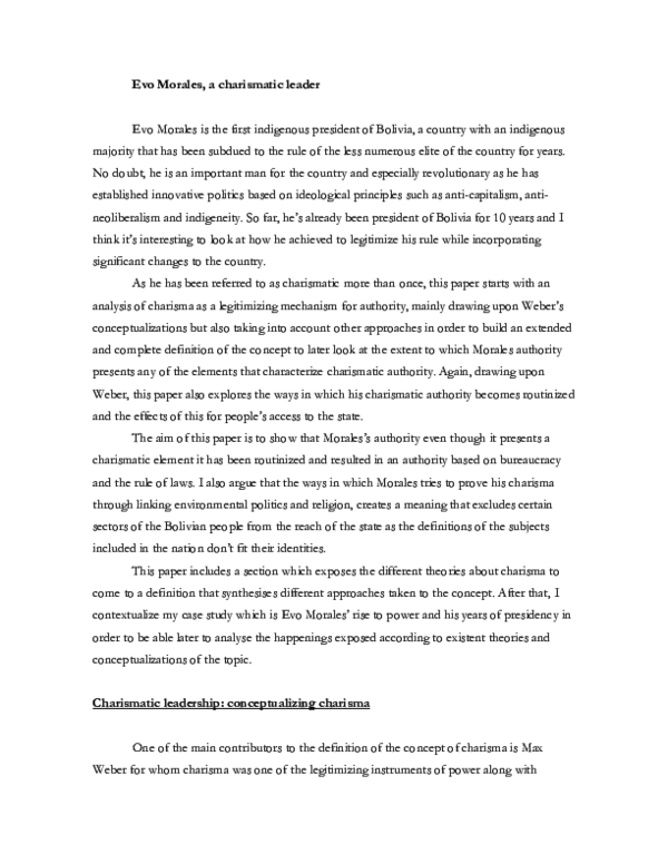 (DOC) Evo Morales, a charismatic leader | Aleksandra Filuś - Academia.edu