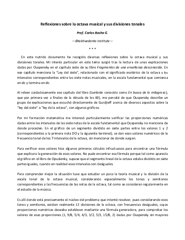 (PDF) Reflexiones sobre la octava musical y sus divisiones tonales