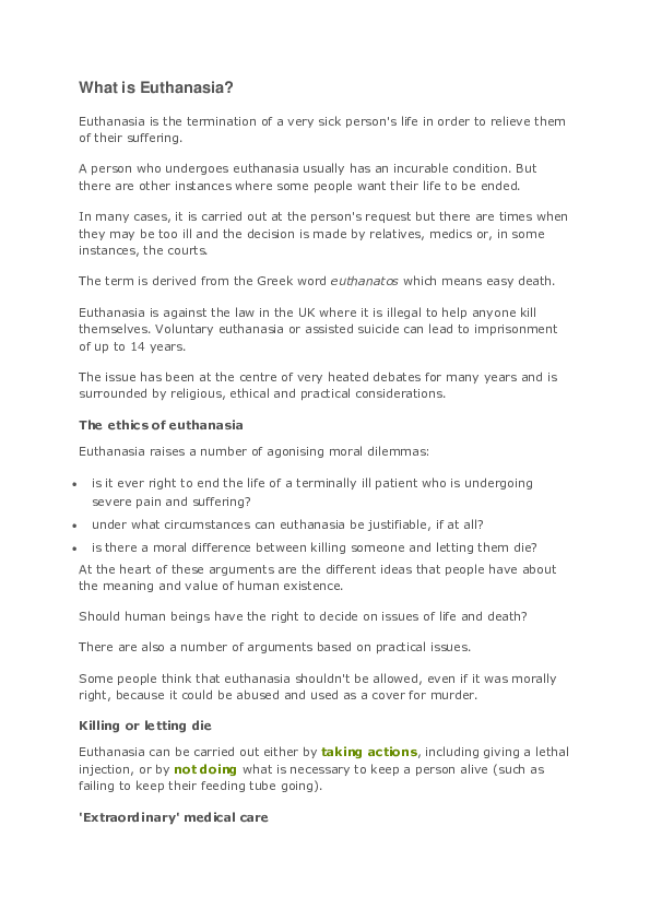 (DOC) What is Euthanasia