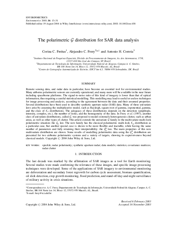 (PDF) The polarimetric ? distribution for SAR data analysis
