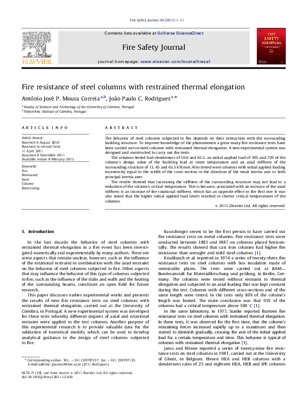 (PDF) Fire resistance of steel columns with restrained thermal elongation