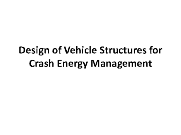 (PDF) Design of Vehicle Structures for Crash Energy Management ans techni