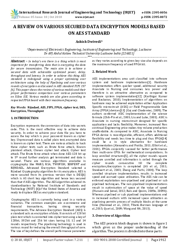 (PDF) IRJET- A REVIEW ON VARIOUS SECURED DATA ENCRYPTION MODELS BASED ...