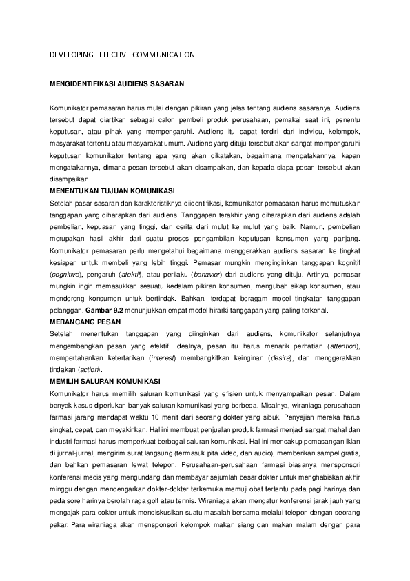 (DOC) DEVELOPING EFFECTIVE COMMUNICATION