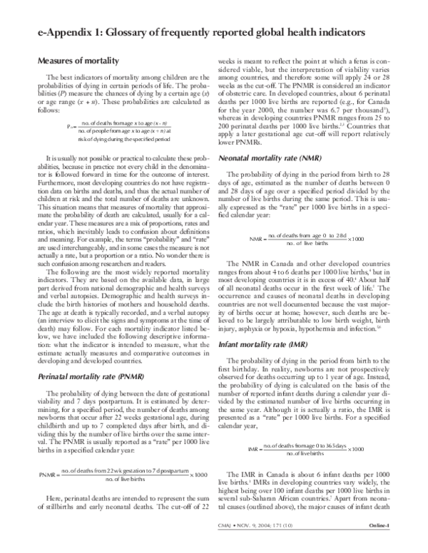 (PDF) e-Appendix 1: Glossary of frequently reported global health ...