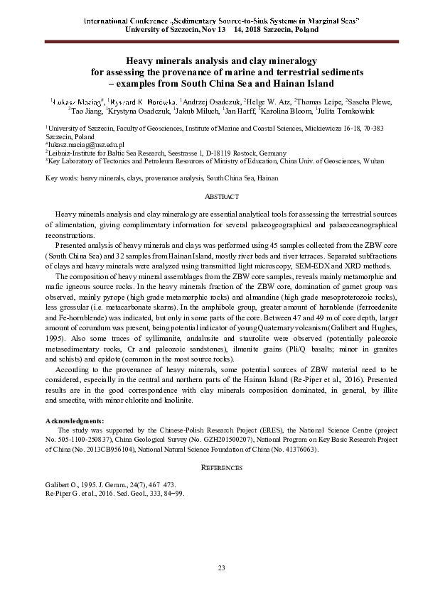 Heavy minerals analysis and clay mineralogy for assessing the ...