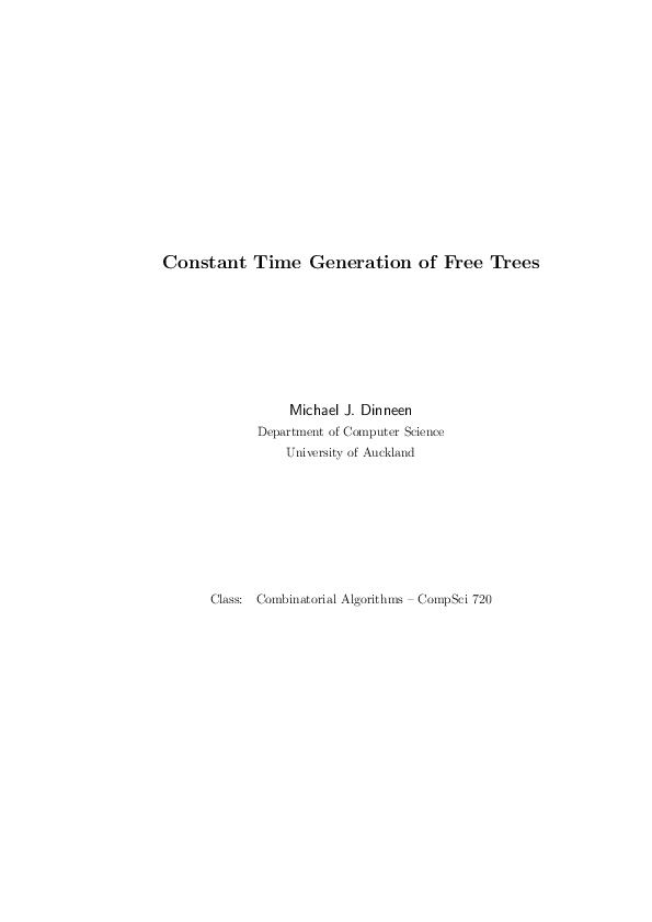 (PDF) Constant Time Generation of Free Trees